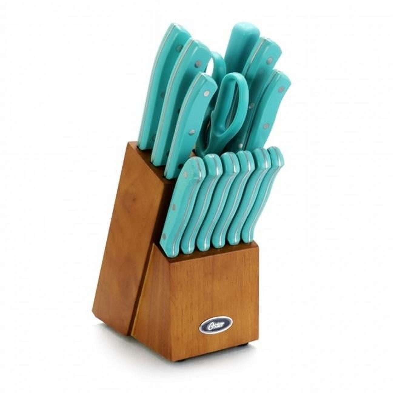 Oster Evansville Stainless Steel Blade Cutlery Set with Plastic Handles ...
