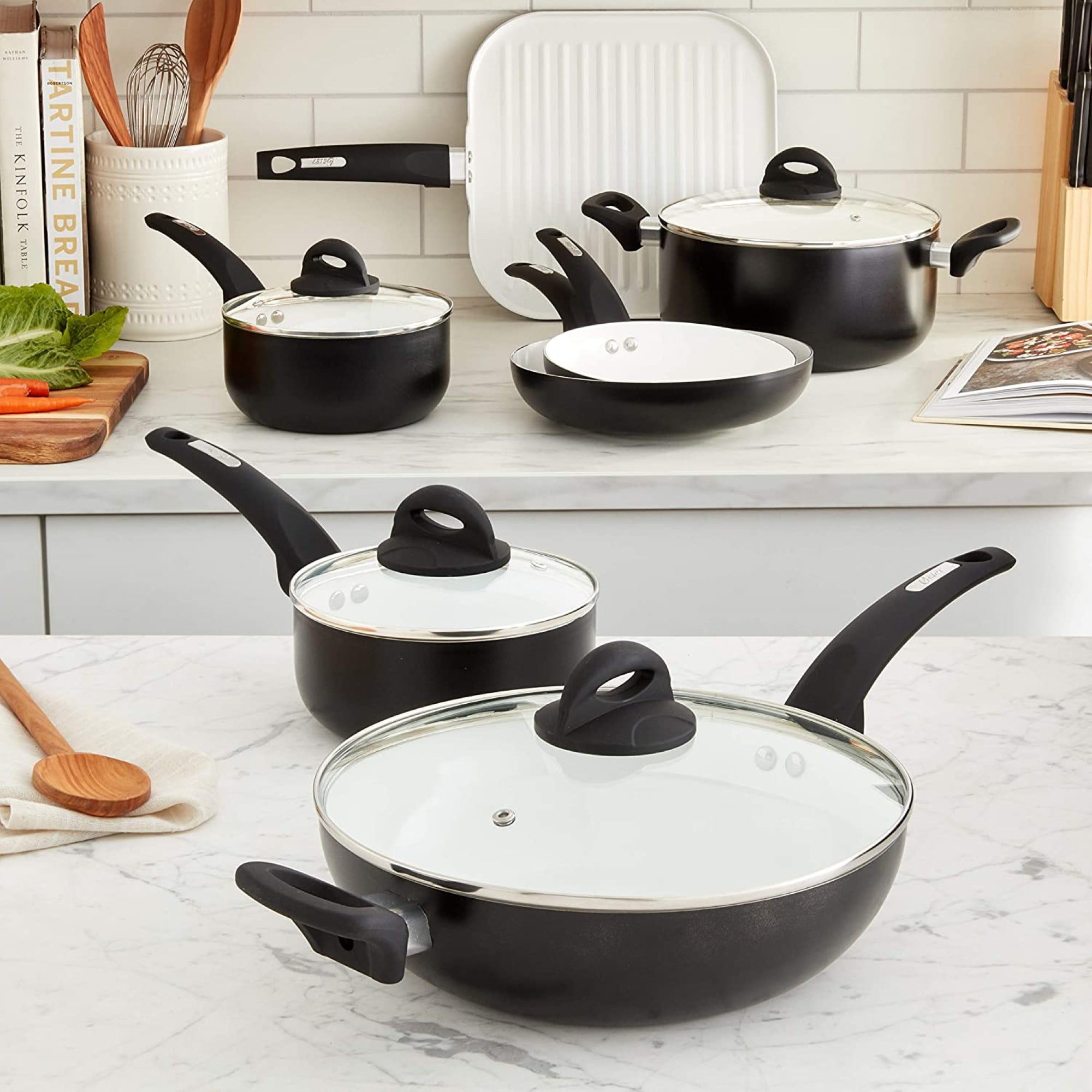 Oster Herstal 11 Piece Aluminum Cookware Set in Black - Walmart.com