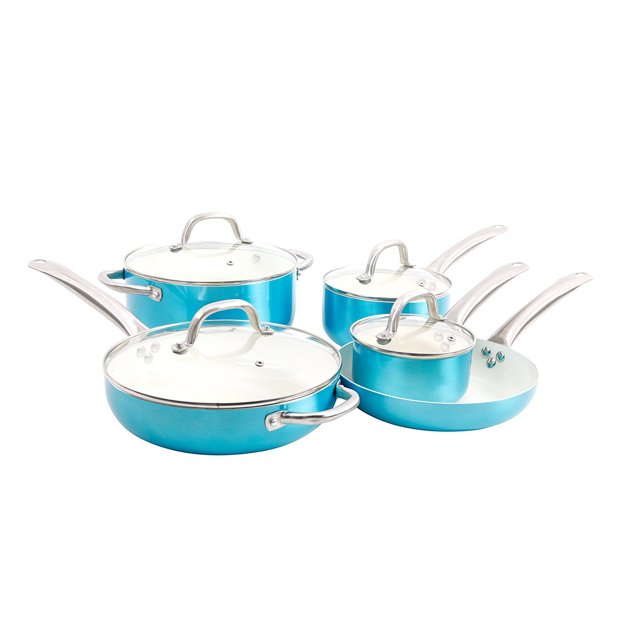 Oster Montecielo 9 Piece Cookware Set In Metallic Turquoise - Walmart.com