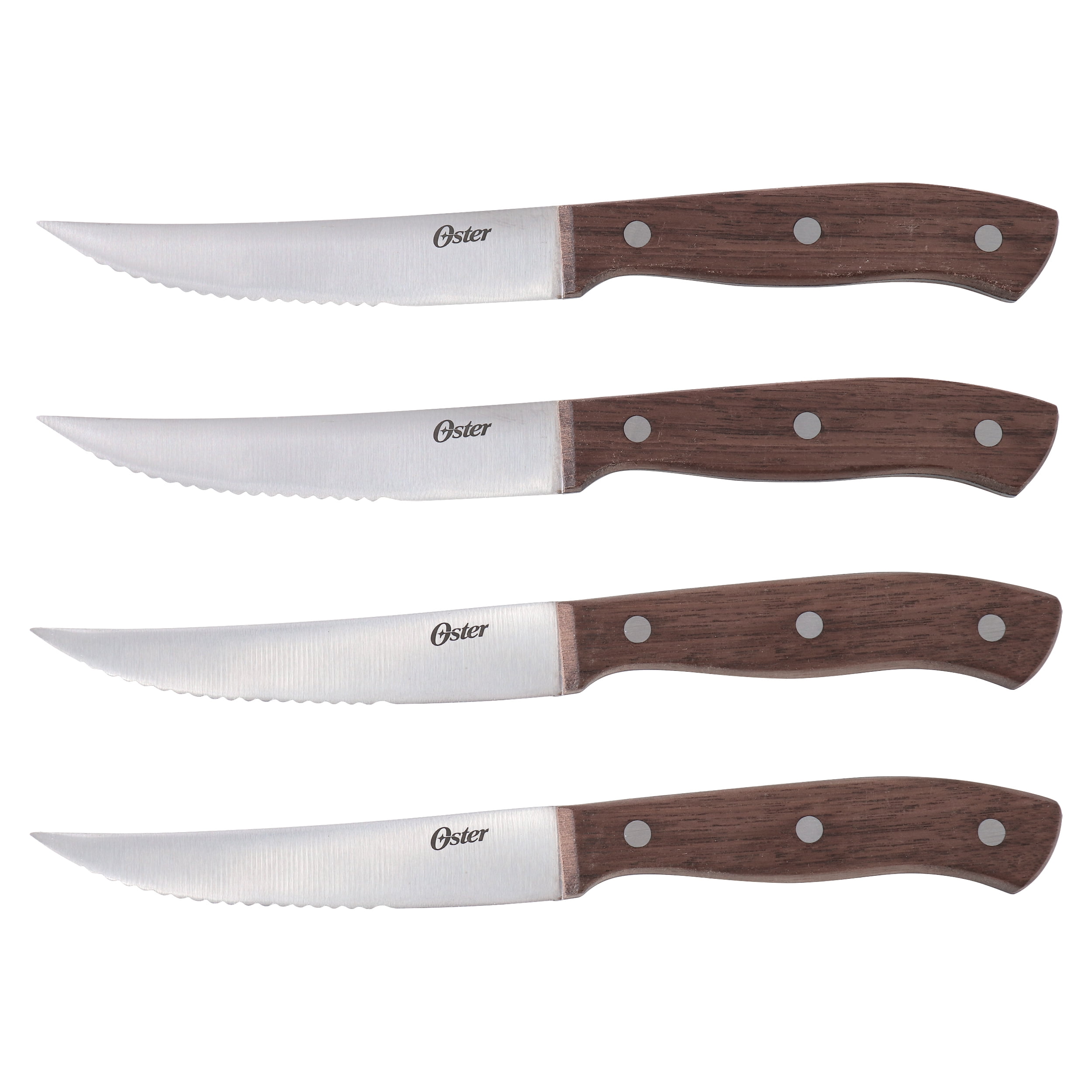 Oster Whitmore 4 Piece Stainless Steel Steak Knife Set with Mango Wood ...