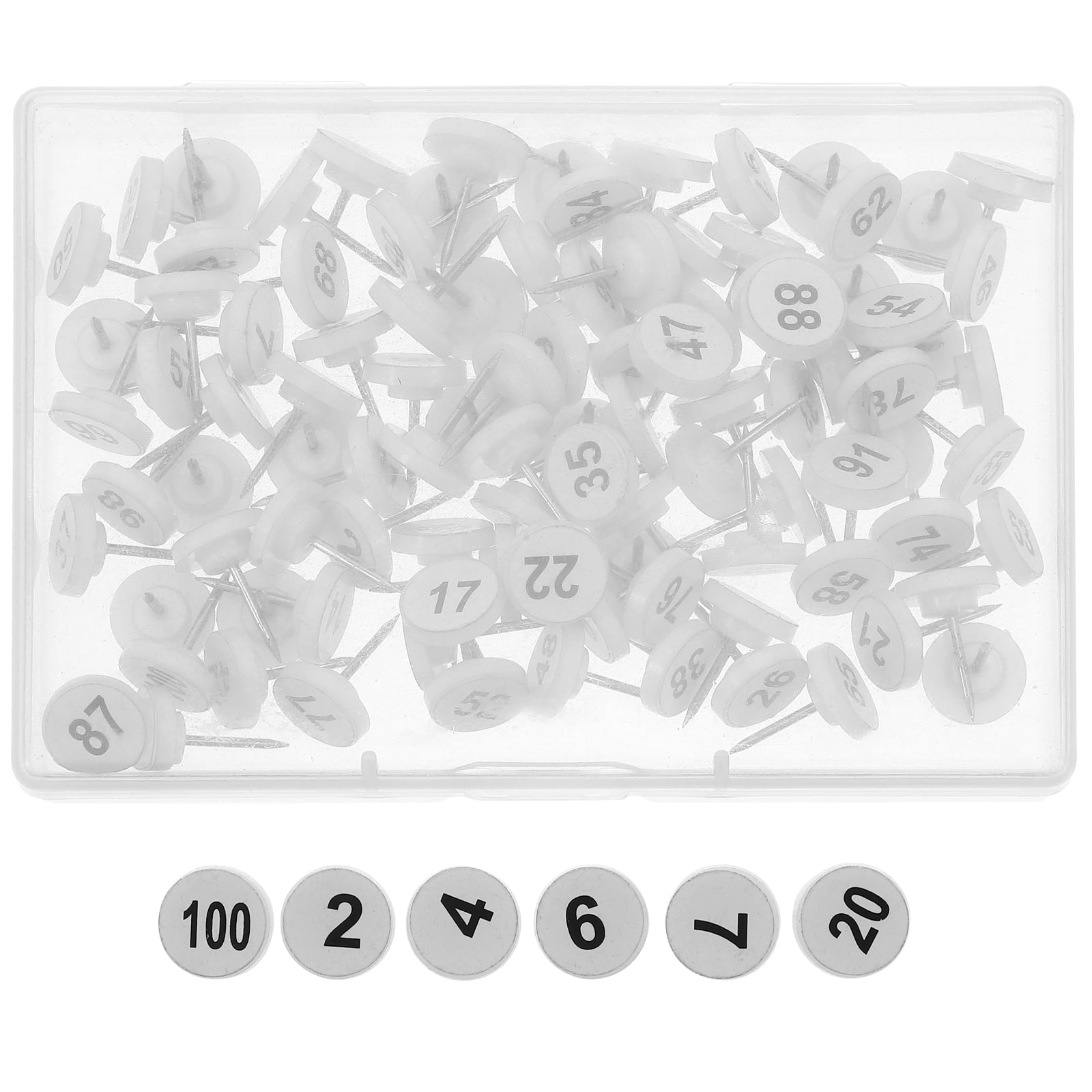 FOMIYES Numbered Thumb Tacks White Plastic Metal Clarity Visibility ...