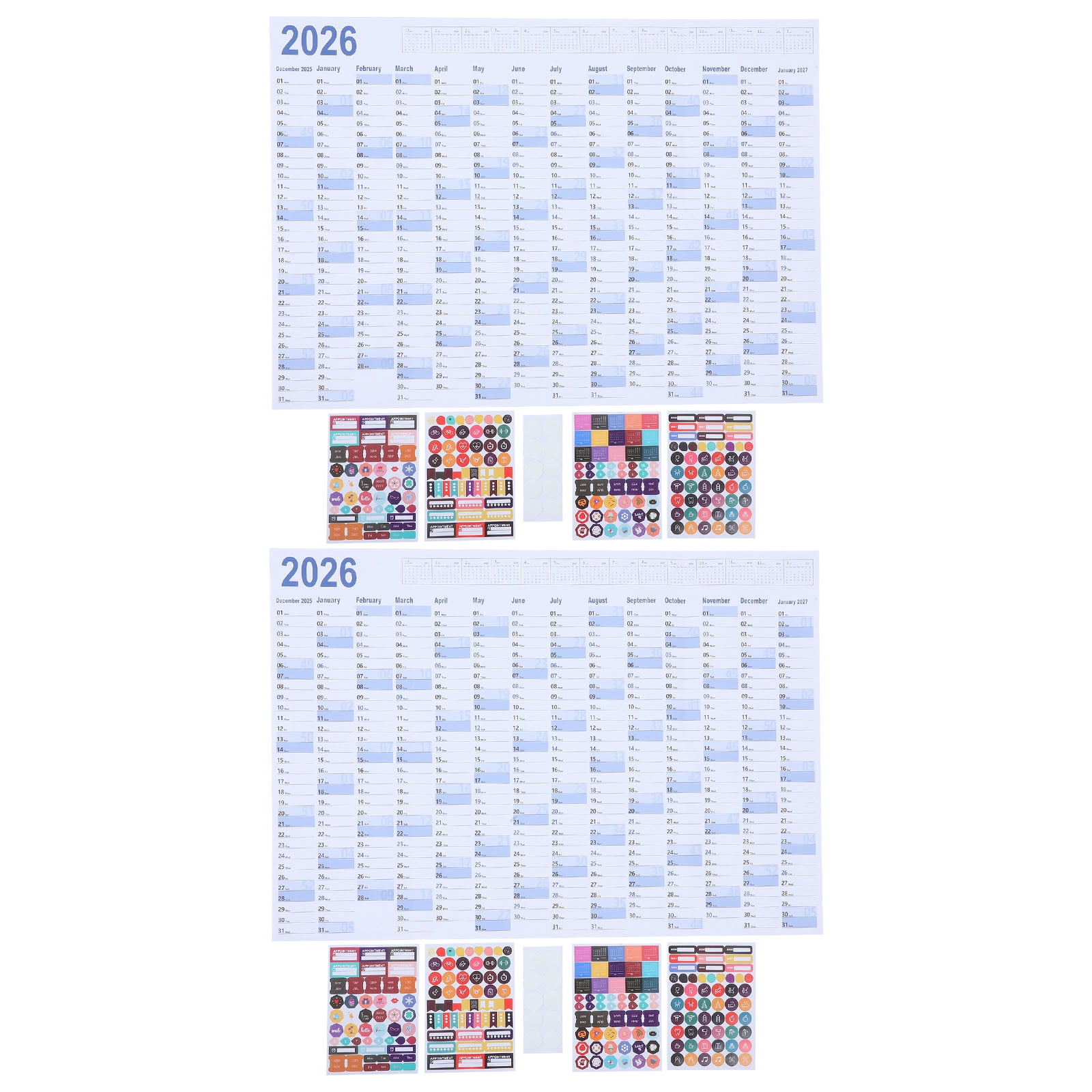 Ostracsh 2 Sets Yearly Wall Calendar - Giant 2026 Minimalist English ...