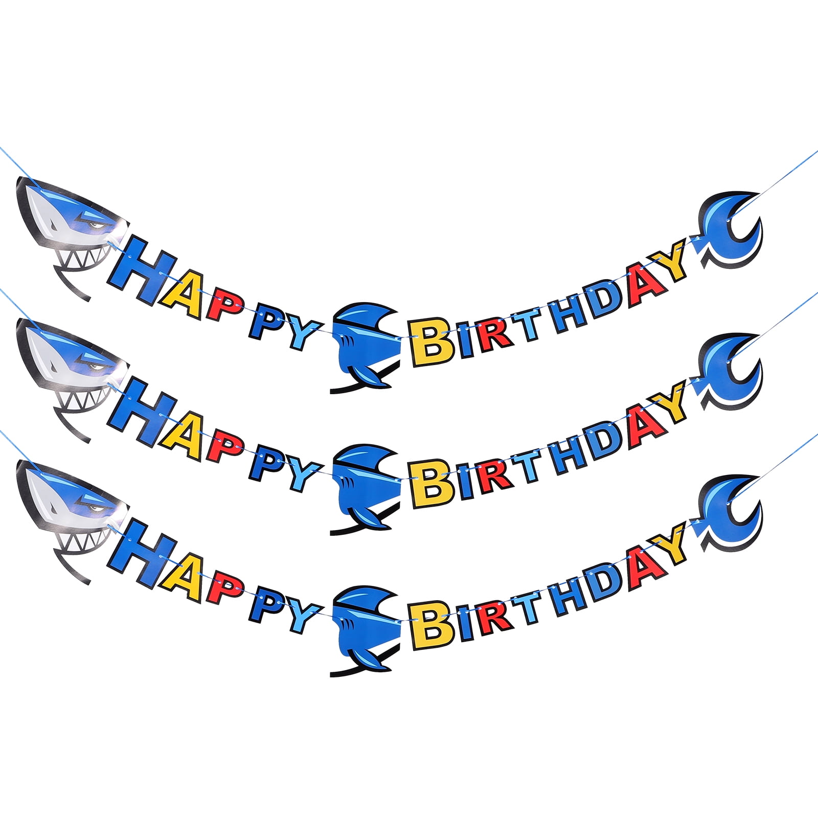 Ostracsh 3PCS Shark Party Banner Decor - Ocean Beach Happy Birthday ...