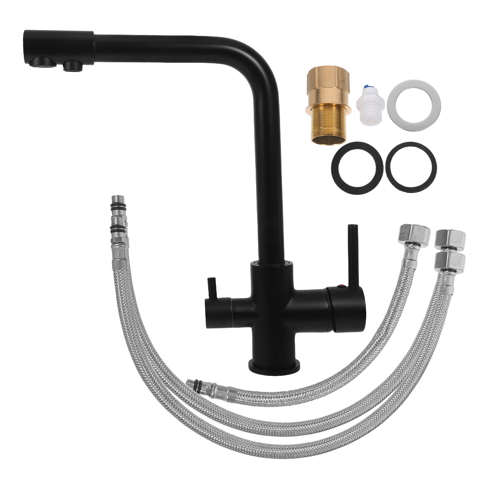 Raindrops Dual Function Kitchen Faucet in Black with Rotatable Spout ...