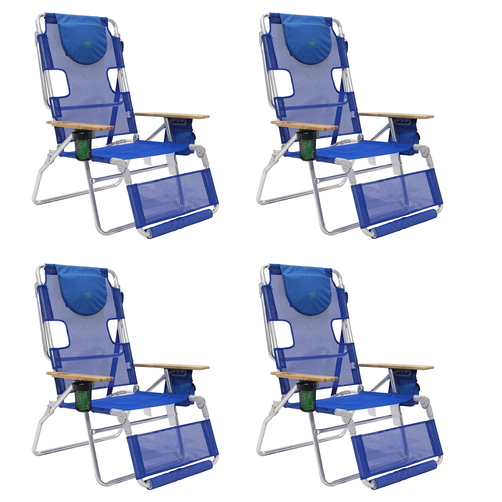 Ostrich 3-N-1 Altitude Outdoor Lounge Reclining 16" Tall Chair, Blue (4 ...