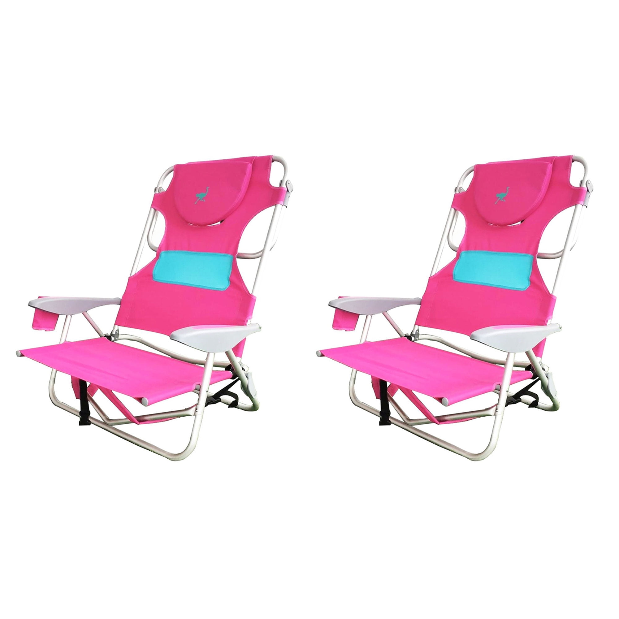 Ostrich Beach Ladies Comfort On-Your-Back Beach Chair, Pink (2 Pack ...