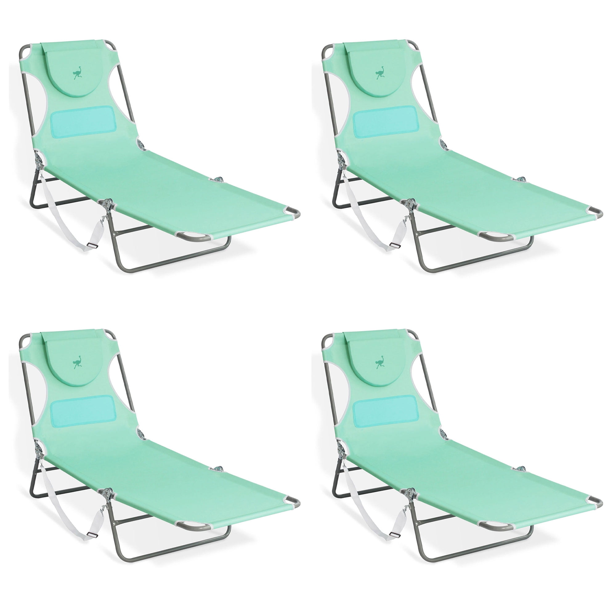 Ostrich Chaise Lounge Folding Sunbathing Poolside Beach Chair (4 Pack ...