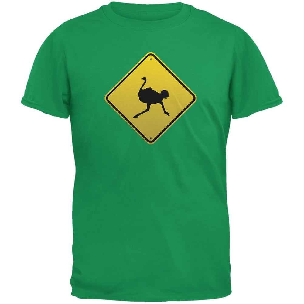 Ostrich Crossing Sign Irish Green Adult T-Shirt - X-Large - Walmart.com