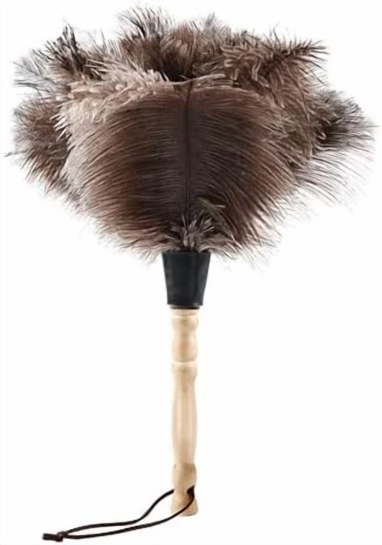 Ostrich Feather Duster 14" Natural Handheld Feathers, Wooden Handle ...