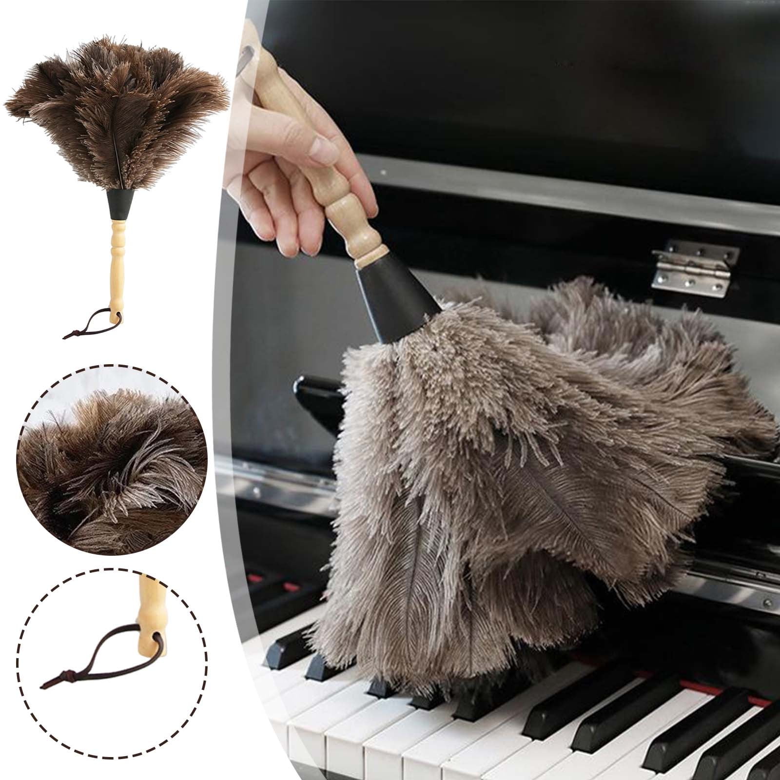 Ostrich Feather Duster, 14 inch Gray Ostrich Feather Duster with Wood ...
