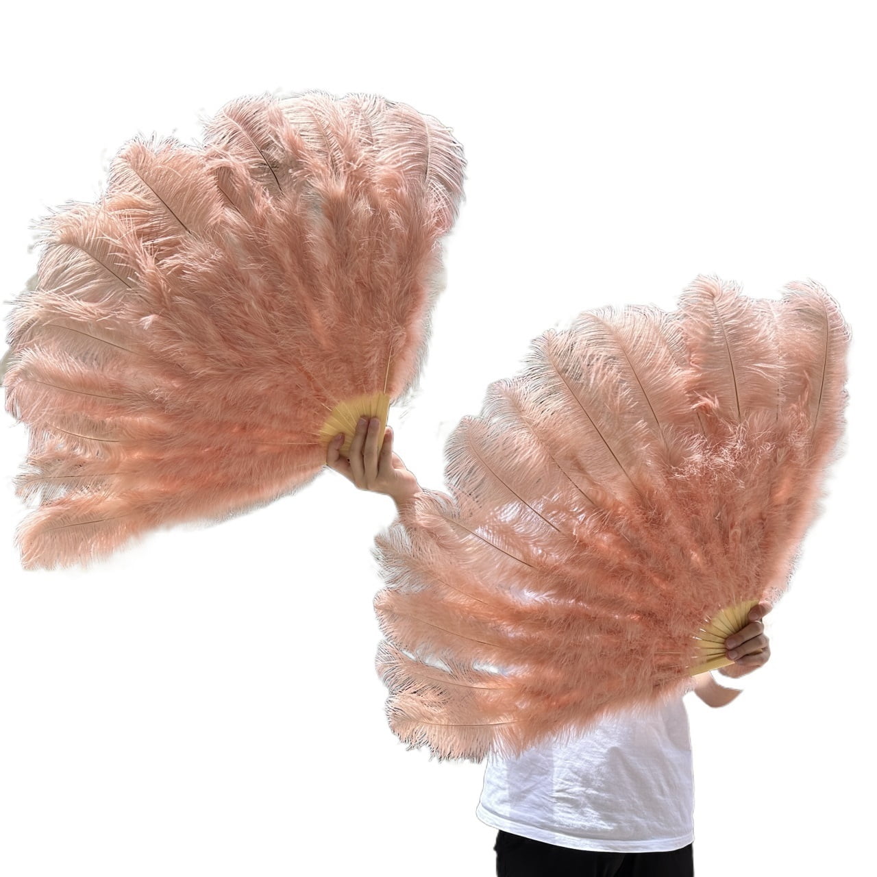 Ostrich Feather Fan Fluffy Handheld Carnival Belly Dance Stage ...