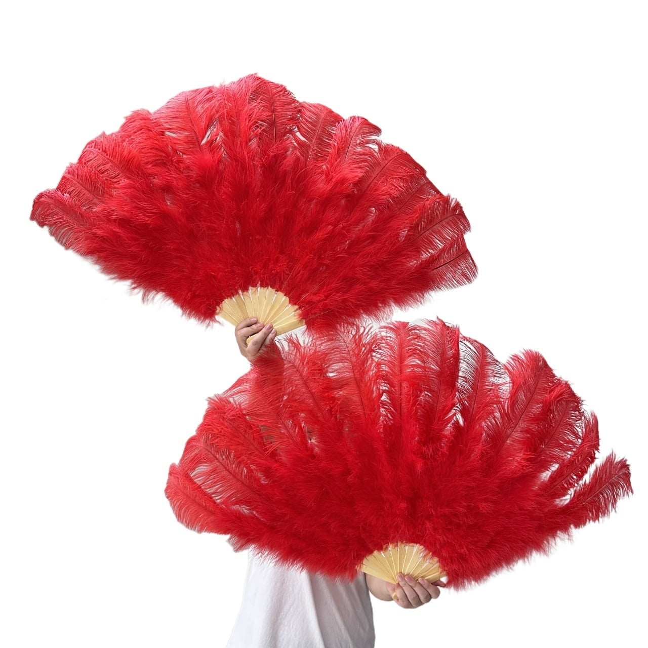Ostrich Feather Fan Fluffy Handheld Carnival Belly Dance Stage ...