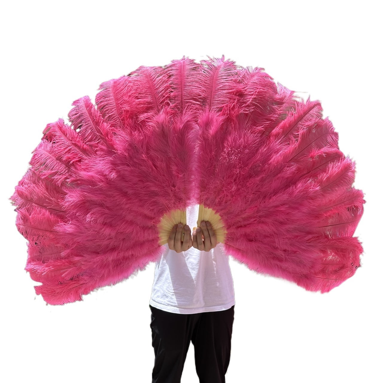 Ostrich Feather Fan Fluffy Handheld Carnival Belly Dance Stage ...