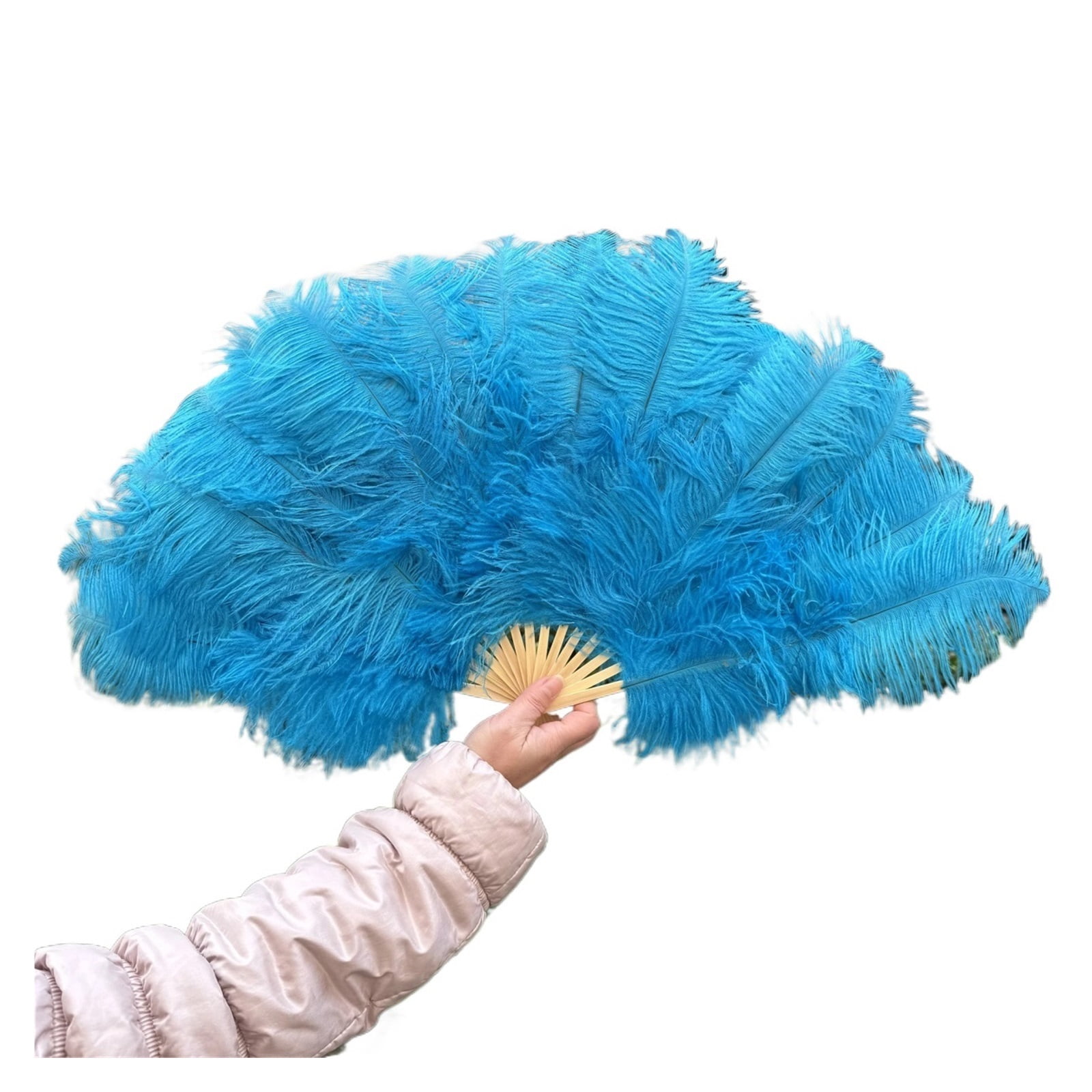 Ostrich Feather Fans Folding Handheld Fan for Performance Dance Party ...