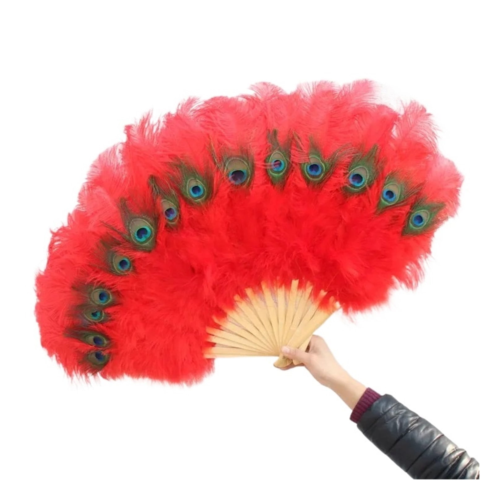 Ostrich Feathers Fan 90CM*50CM Peacock Feathers Fan Wedding Carnival ...