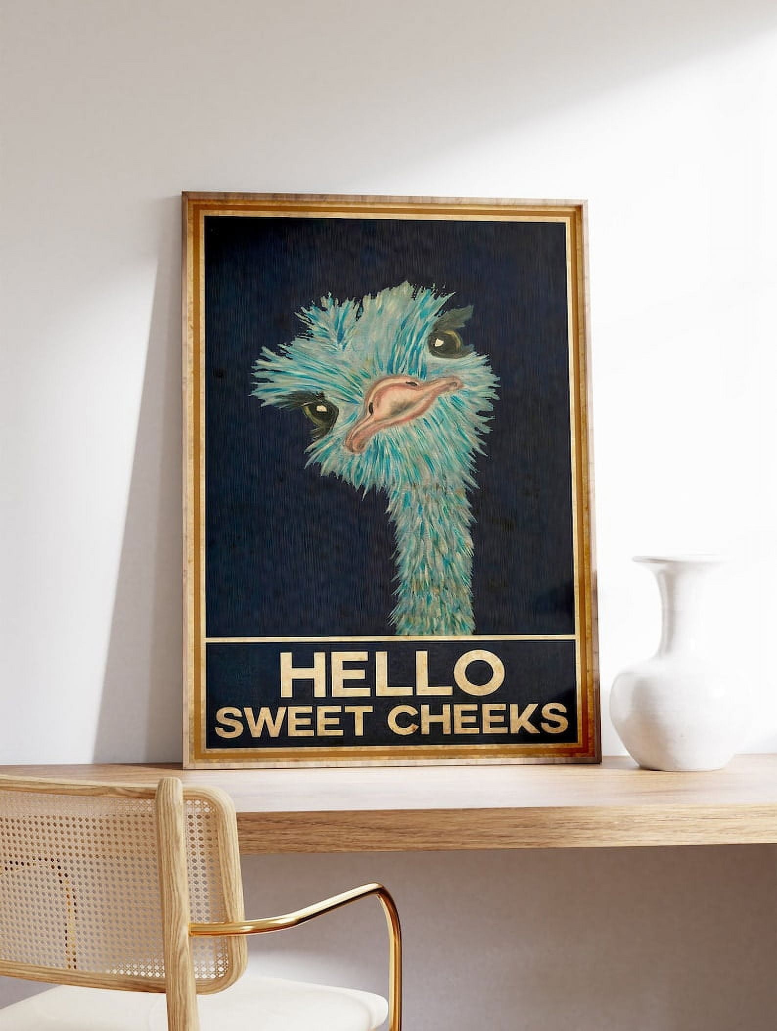 Ostrich Hello Sweet Cheeks Poster, Funny Comedy Animal Art Print ...