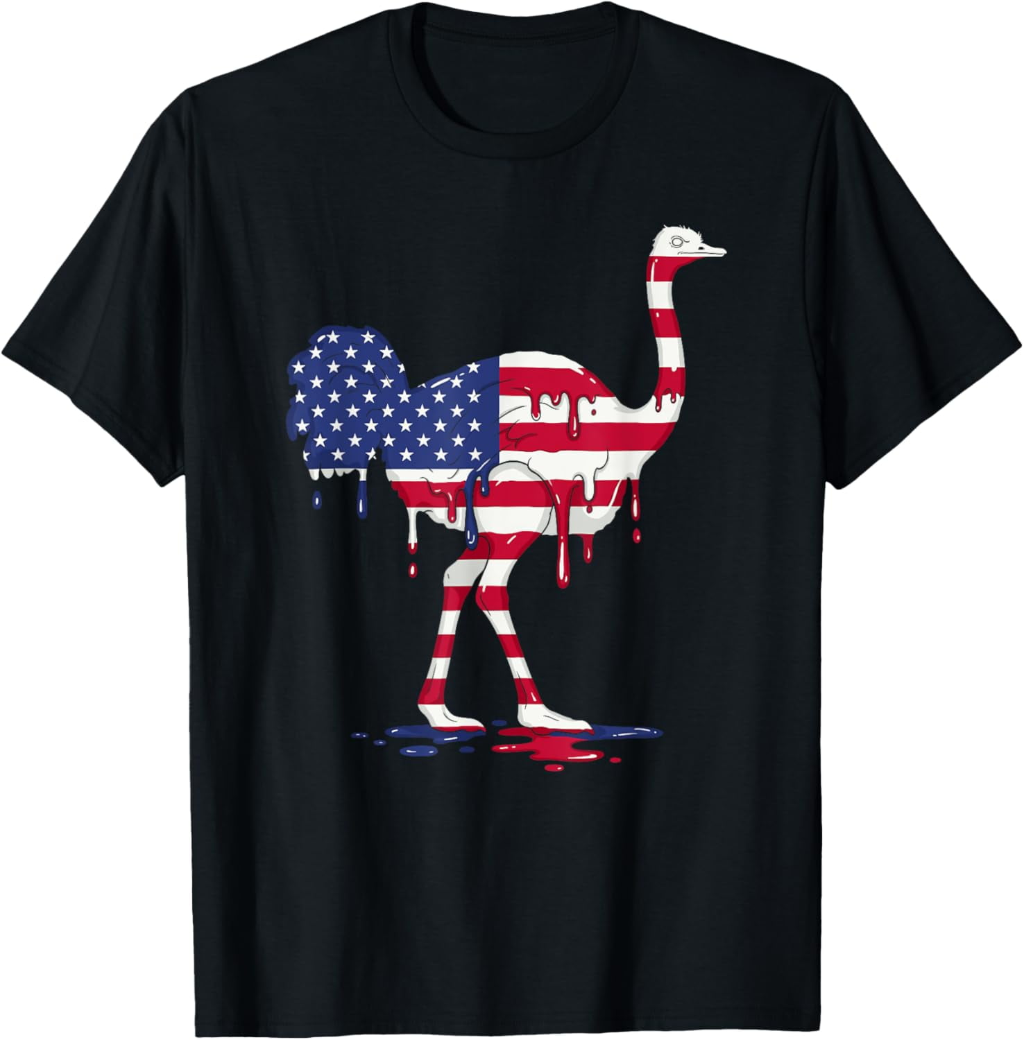 Ostrich Ice Cream Drip American Usa Flag 4Th Of July T-Shirt - Walmart.com