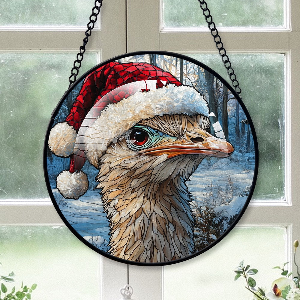 Ostrich Ornament Christmas 2025, Ostrich Stained Glass Window Panel ...