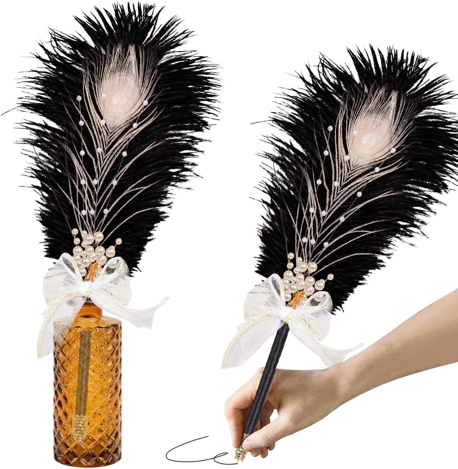 Ostrich Quill Ballpoint Pen for Wedding Guest Book Signing Reception ...