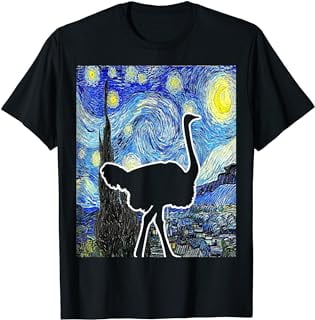 Ostrich Starry Night Ostrich Lover Van Gogh Ostrich Painting T-Shirt ...
