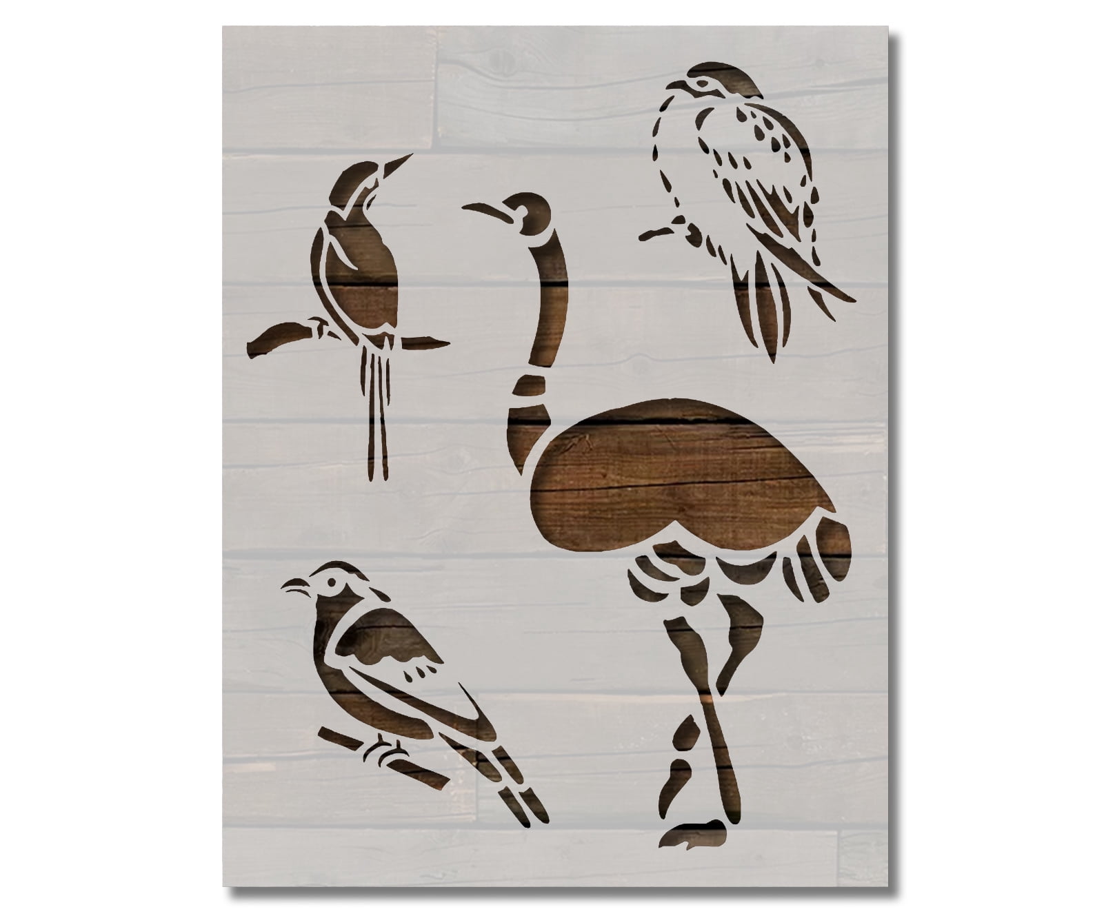 Ostrich and small Birds Stencil Template Reusable 8.5 x 11 for Painting ...