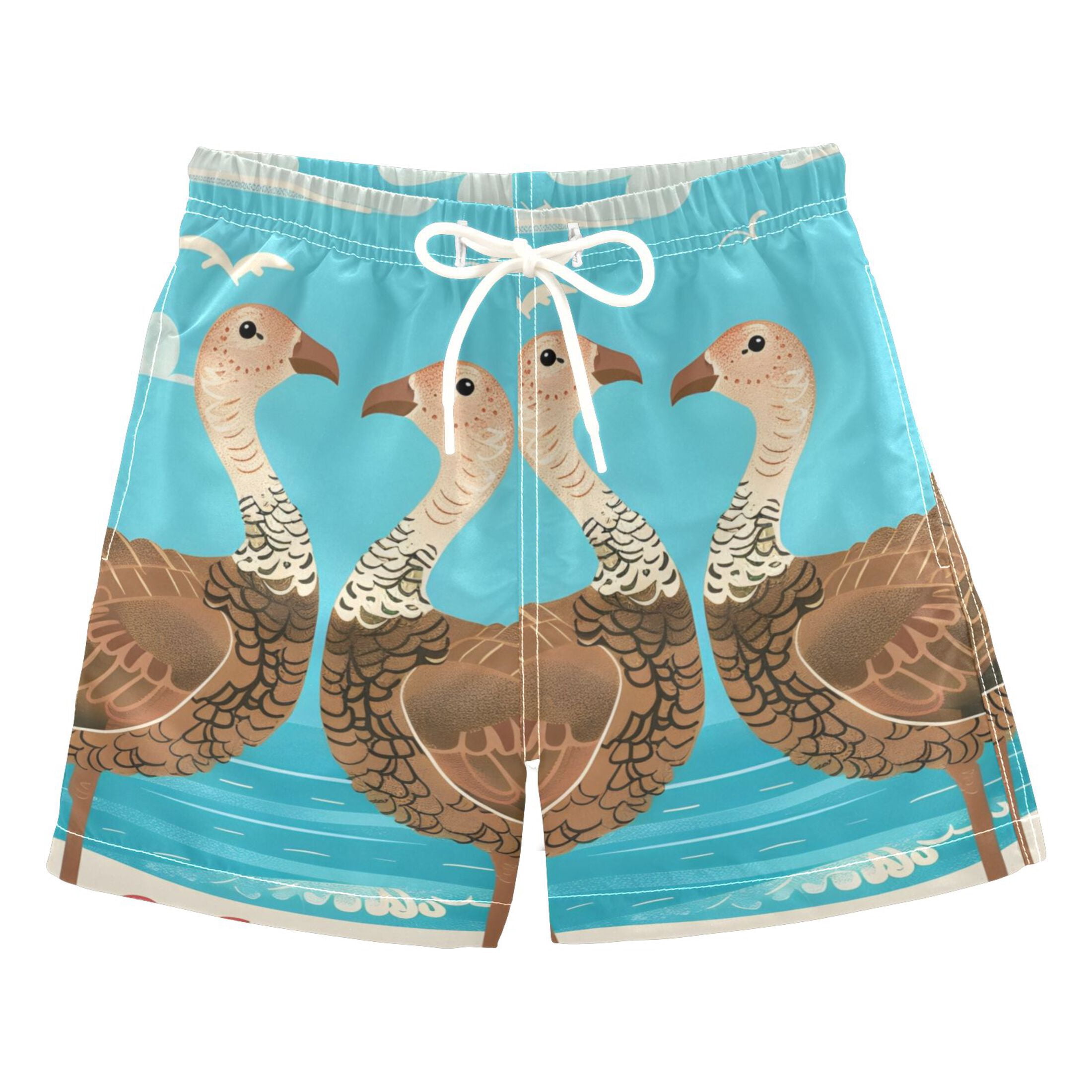 Ostrichs at Seaside Boys' Swim Trunks Board Shorts Beach Pants Bathing ...