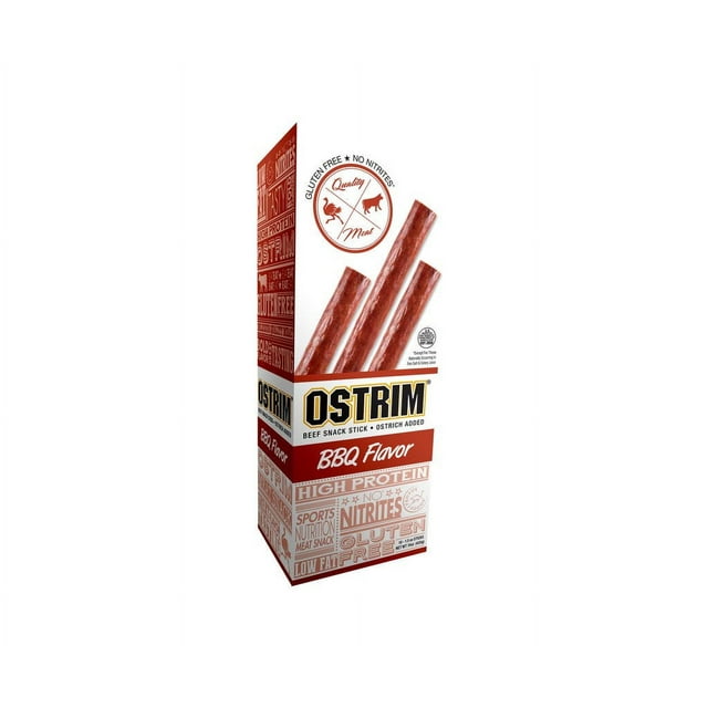 Ostrim Beef & Ostrich Snack Stick, BBQ, Pack of 10, 1.5 oz sticks ...
