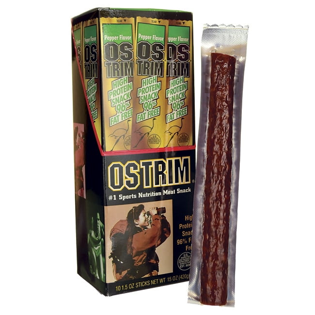 Ostrim Beef & Ostrich Snack Stick, Pepper, Pack of 10, 1.5 oz sticks ...