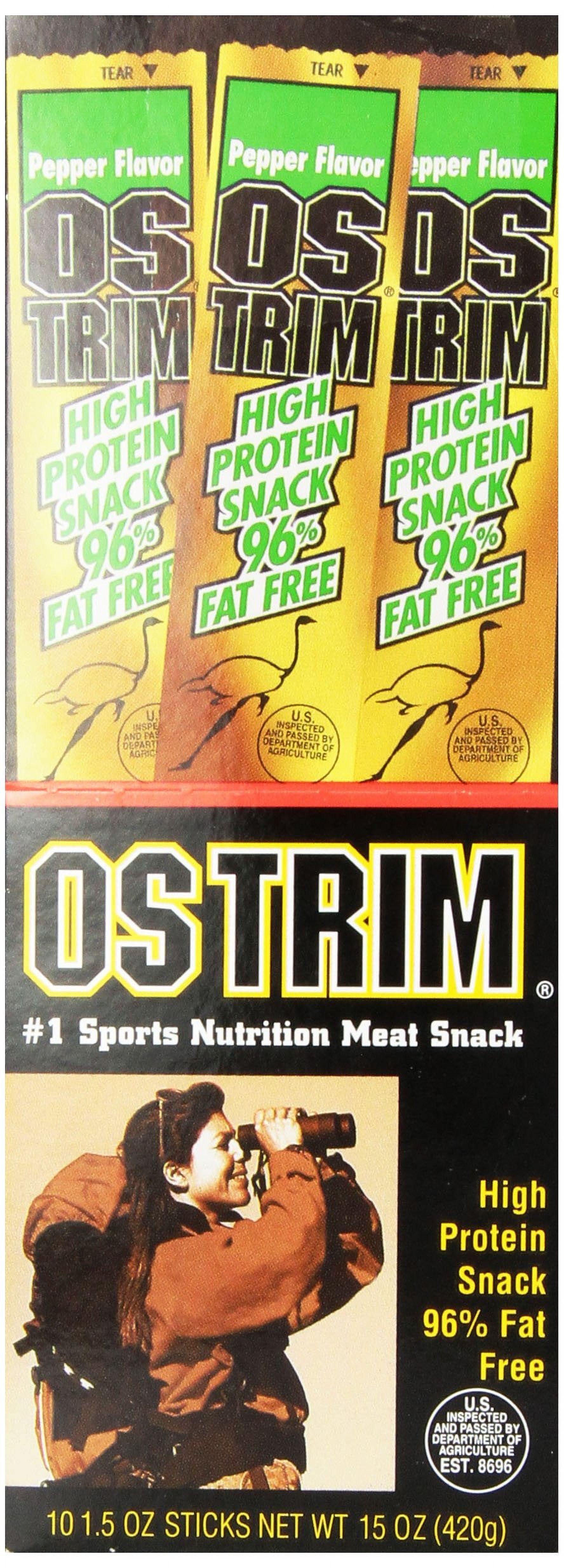 Ostrim High Protein Beef DMF15 & Ostrich Pepper Snack Sticks, 1.5 Ounce ...