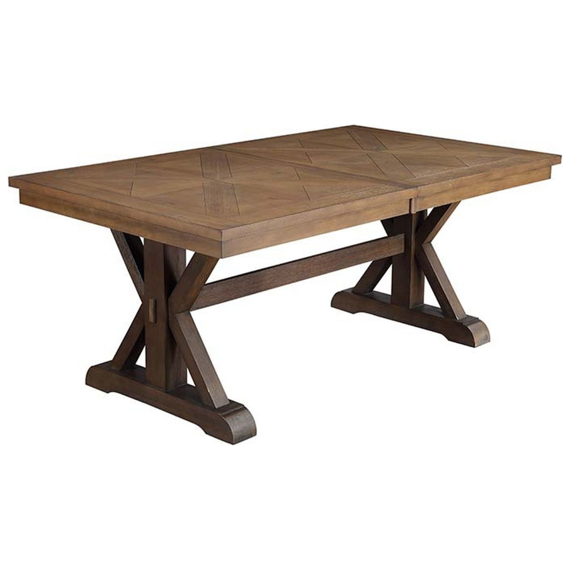 Benjara Osun 96 Inch Dining Table, Natural Brown Wood, Crossed Pedestal ...
