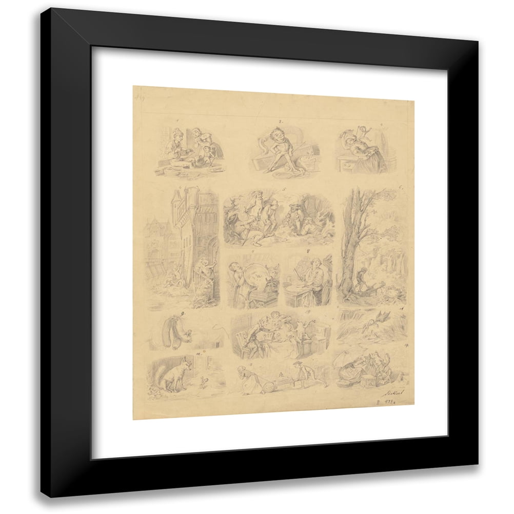 Oswald Adalbert Sickert 20x23 Black Modern Framed Museum Art Print Titled - Fourteen Scenes ...