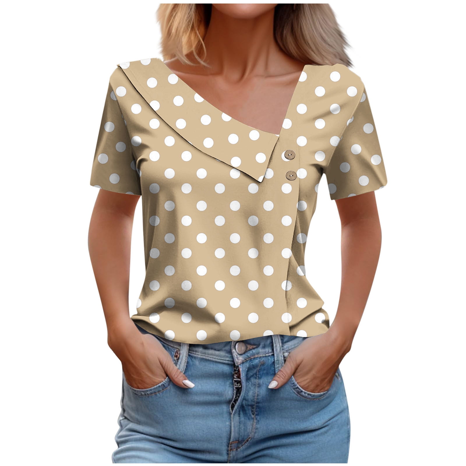 Otaozi Summer Tops For Women Going Out Womens Tops Dressy Casual Short ...
