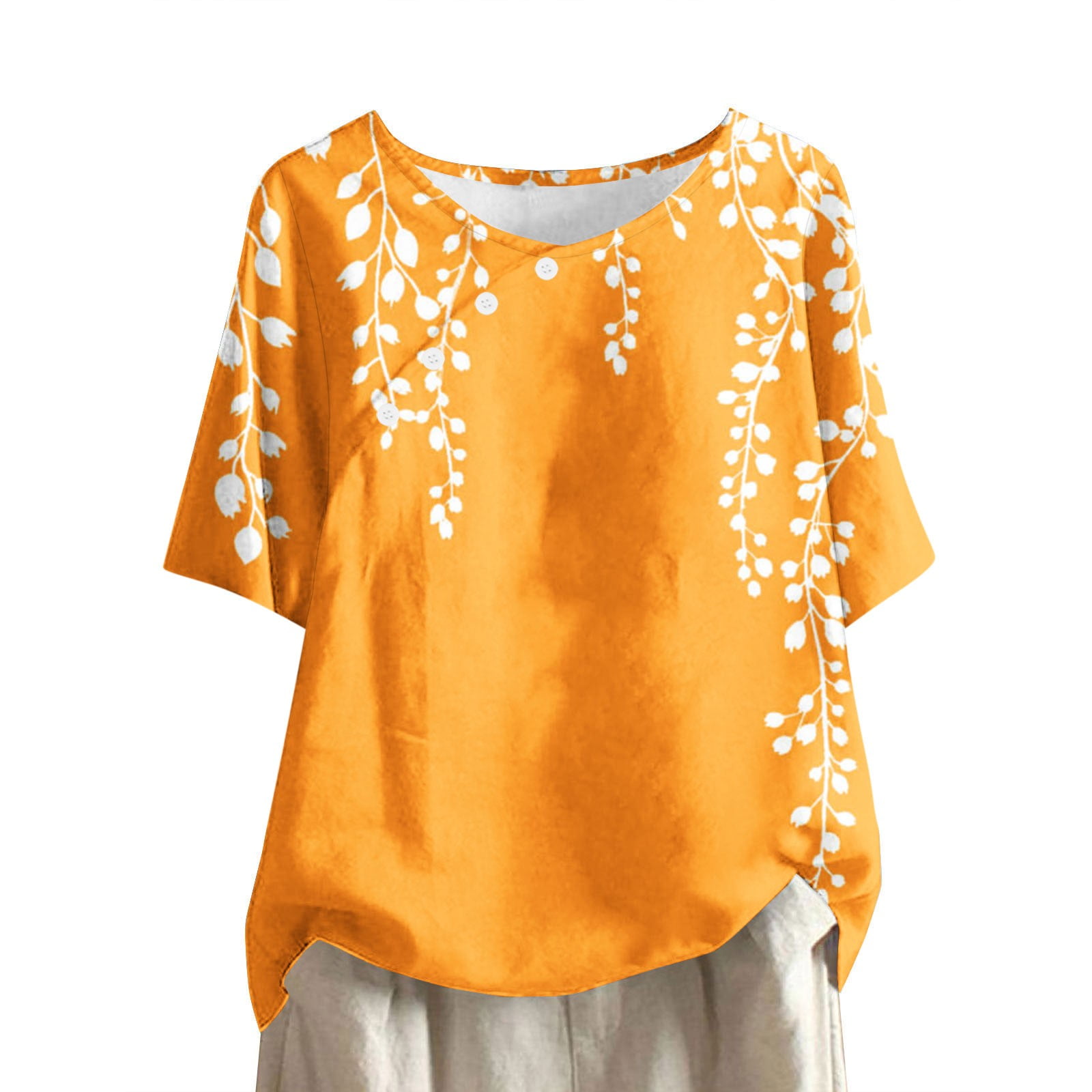 Otaozi Womens Cotton Spring Tops 2025 Trendy Womens Plus Size Tops 4X ...