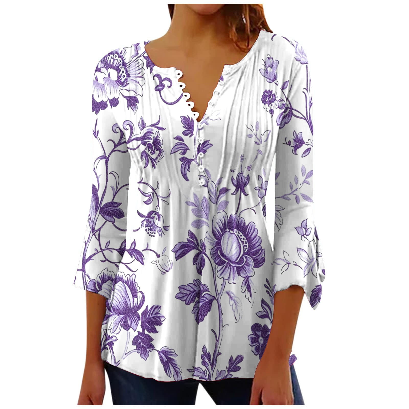 Otaozi Womens Spring Tops Trendy Womens Tops Dressy Casual Crop Petite ...