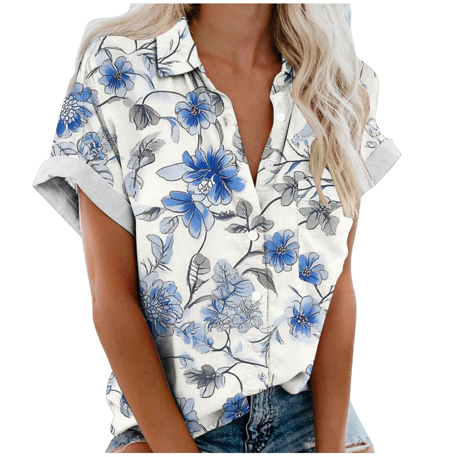 Otaozi Womens Summer Tops Dressy Casual Cotton Womens Trendy Tops ...