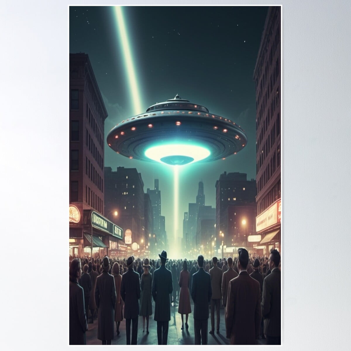 Otherworldly Night Encounter - Alien Invasion Poster Wall Art, Modern ...