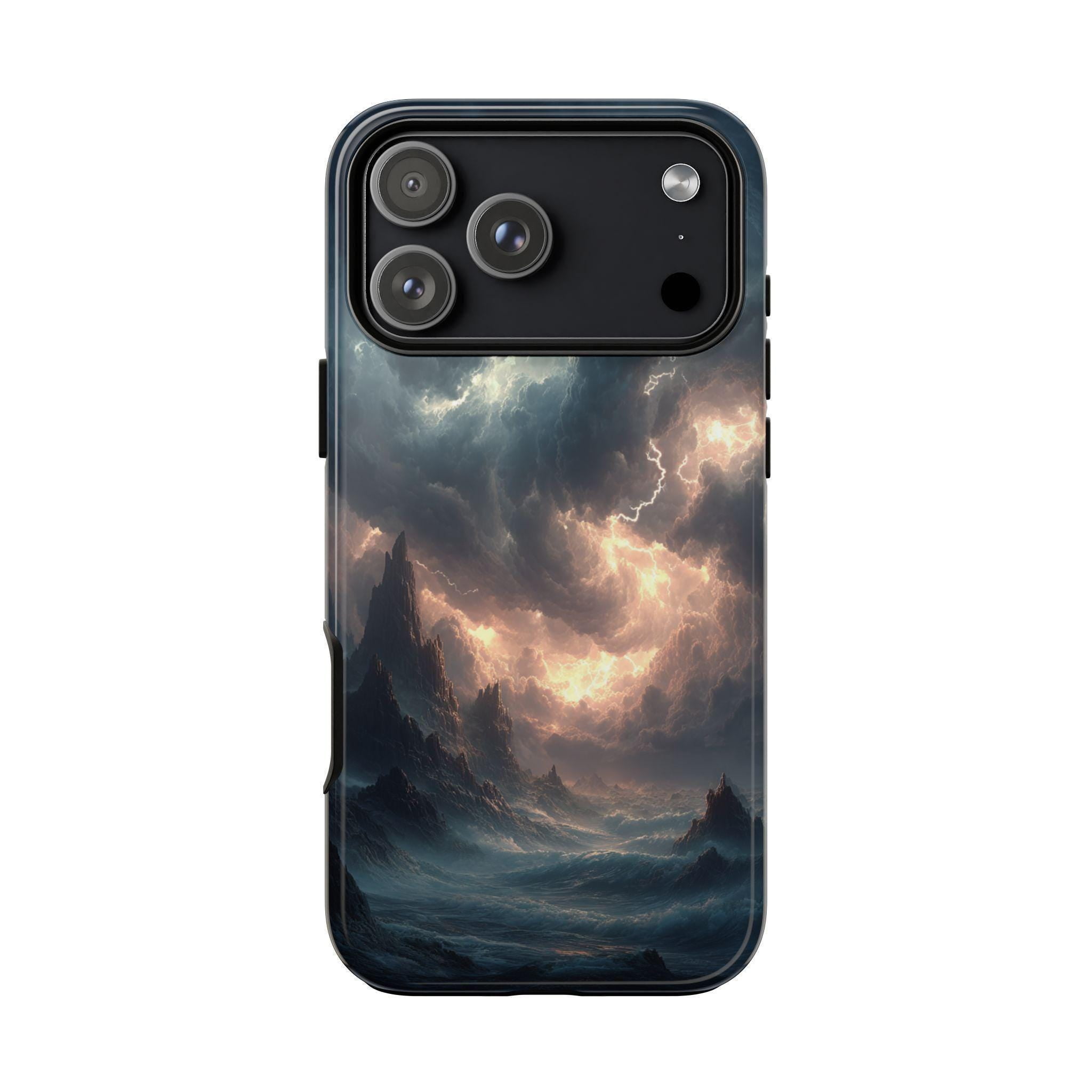 Otherworldly Storm Rocky Spire Cliffs Epic Dramatic Scene Phone Case ...