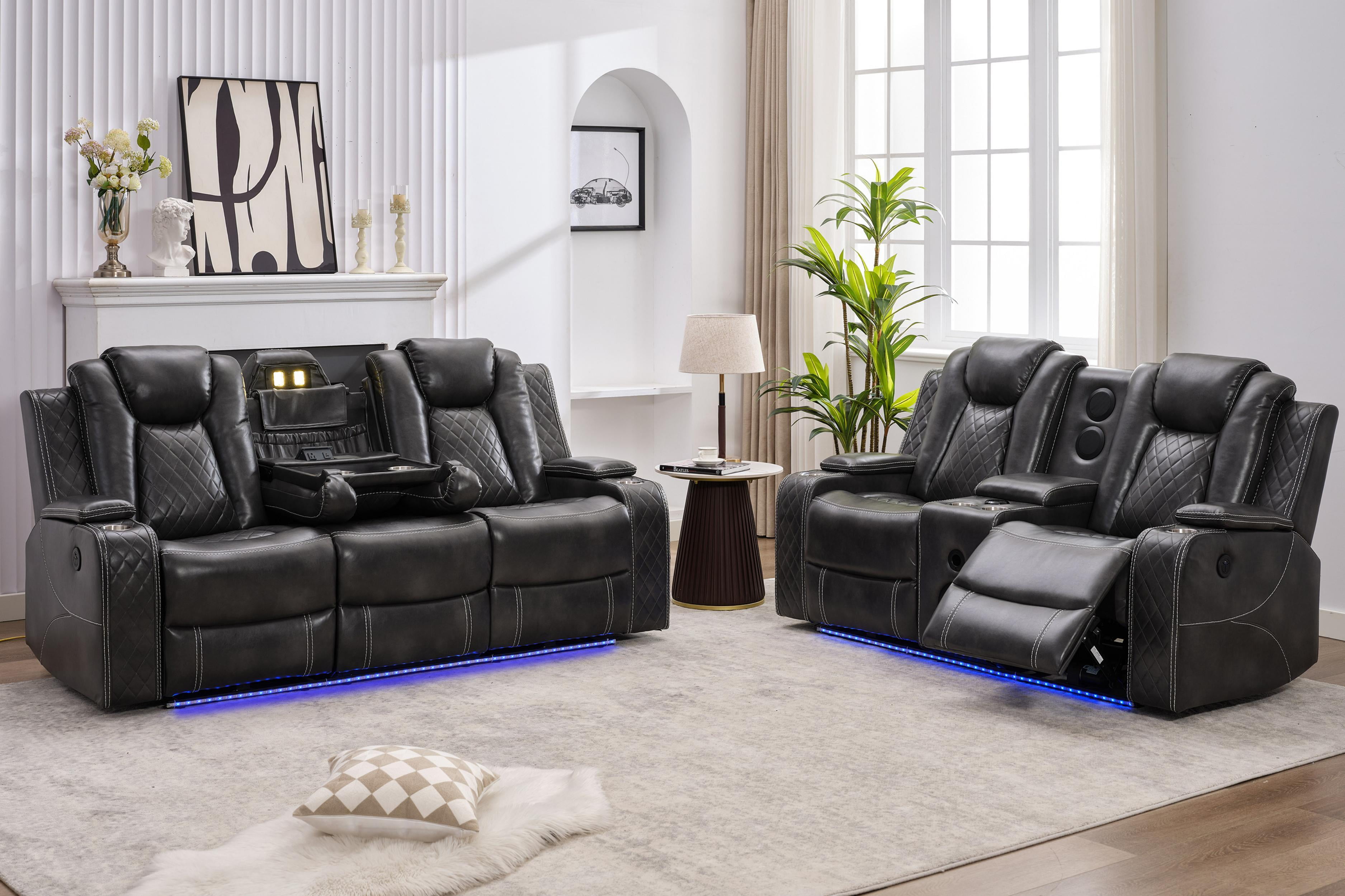 Othniel 2PCS Power Recliner Sofa Sets with Bass Speaker,Wireless ...