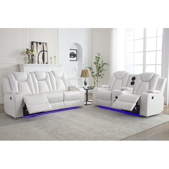 Power Reclining Sofa Set with Zero Gravity, Faux Leather Couch and ...