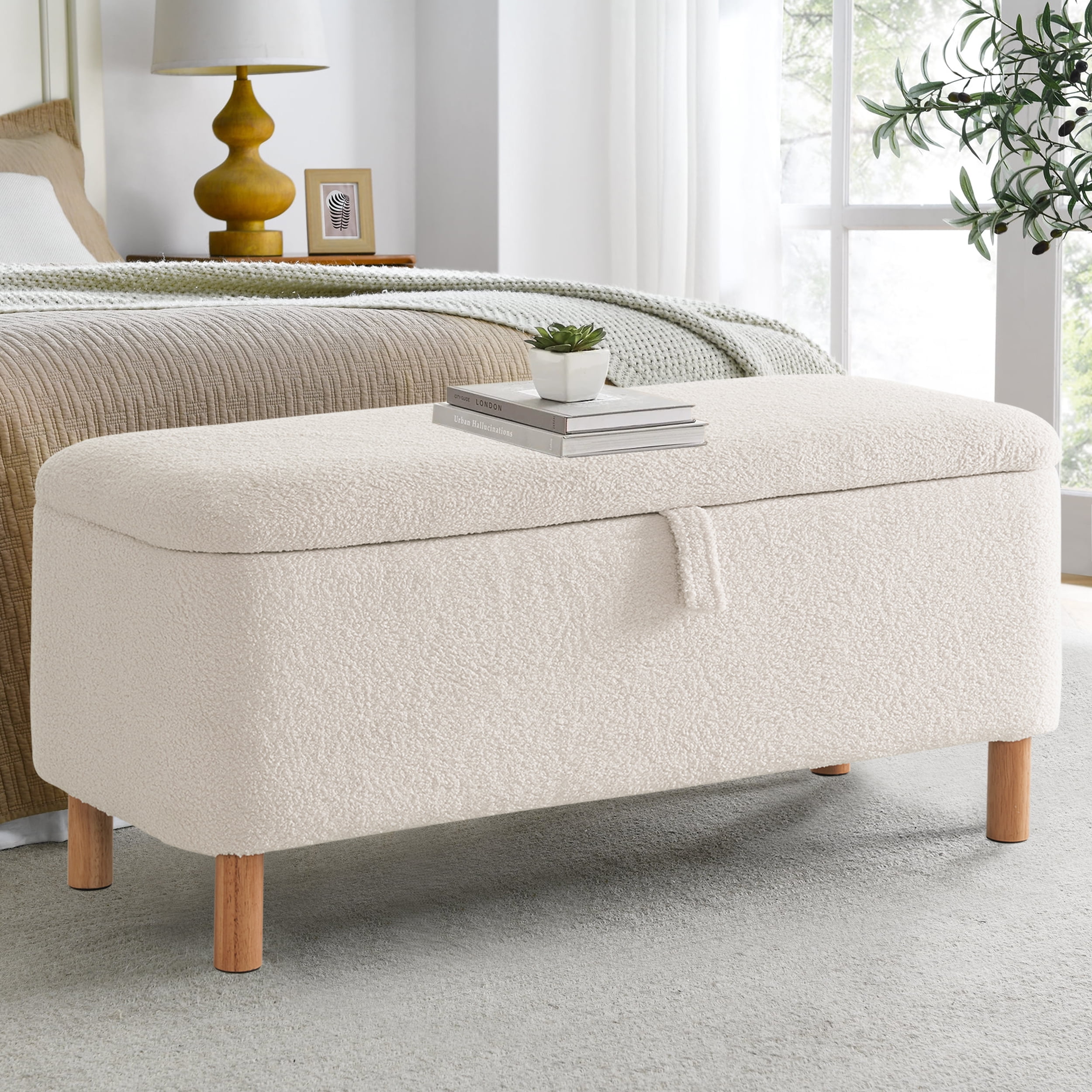 Othniel Storage Bench - Modern Boucle Upholstery - Walmart.com