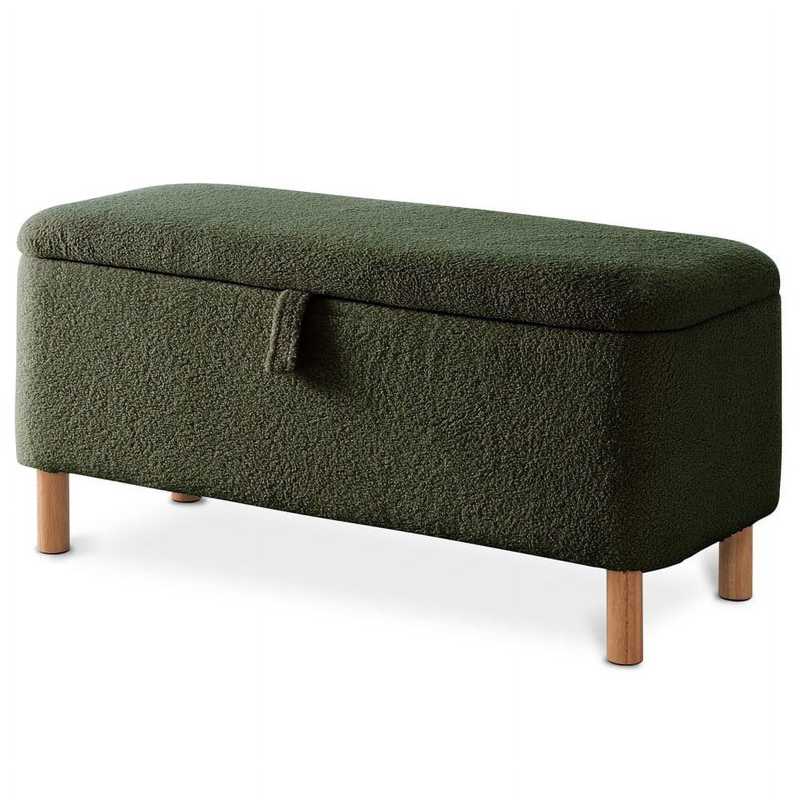 39.5" Boucle Storage Ottoman Bench for Living Room Bedroom Foot Rest ...