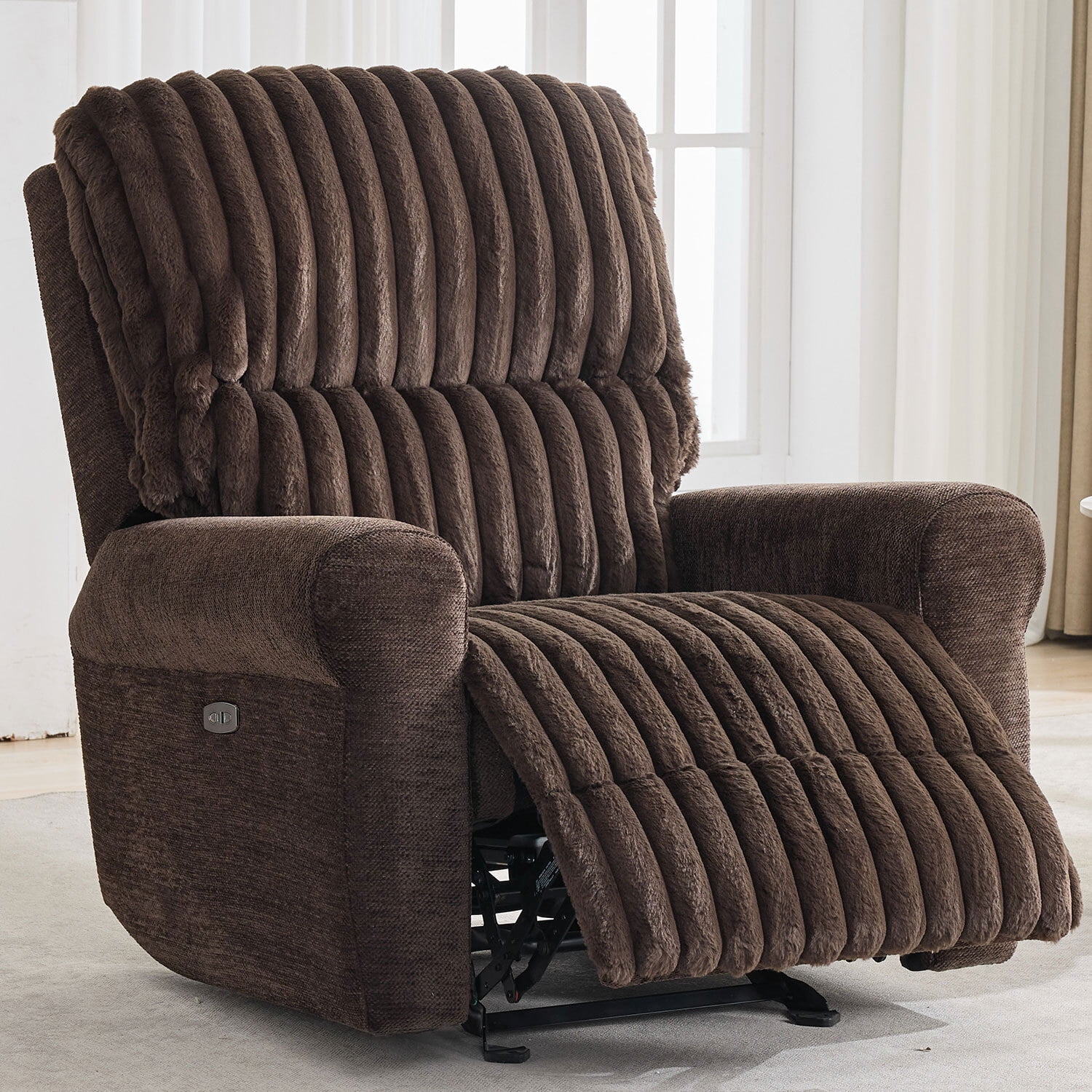 Othniel Power Nursery Glider Rocking Recliner Chair Faux Fur with Type ...