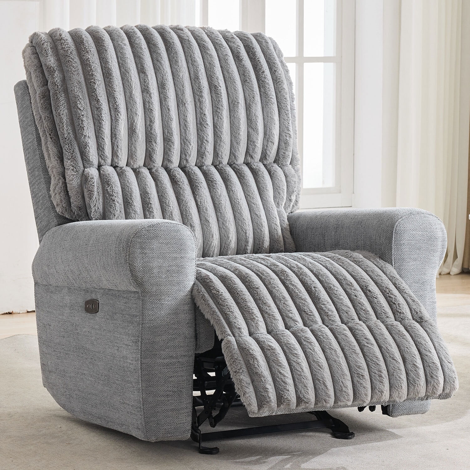 Othniel Power Nursery Glider Rocking Recliner Chair Faux Fur with Type ...