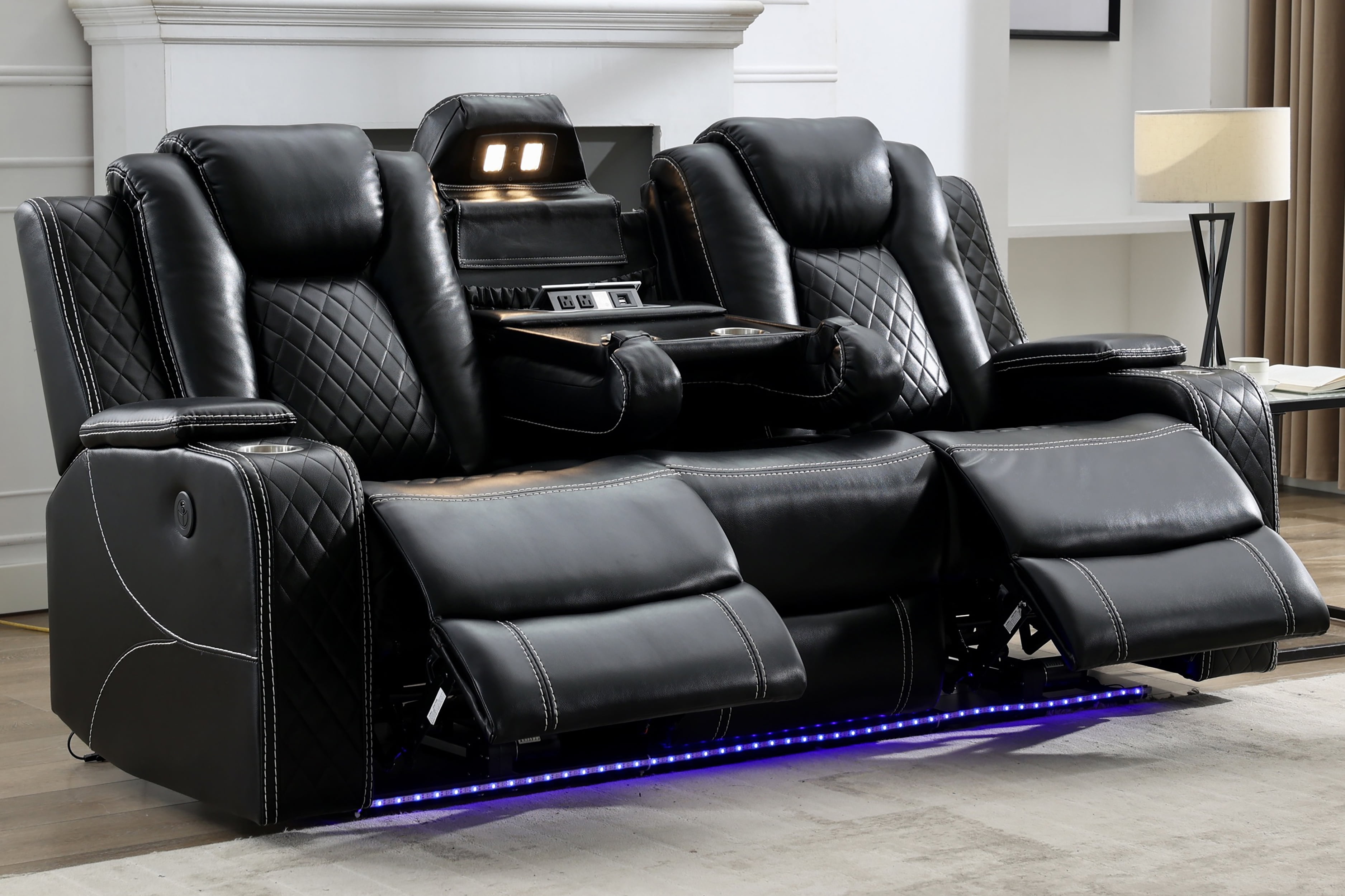 Othniel Power Reclining Sofa with Wireless Charger,Reading/LED Light,AC ...
