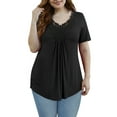 Othyroce Women's Plus Size Tops Short Sleeve Shirts Lace Crochet Tunic ...