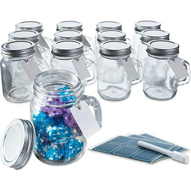 Otis Classic Glass Mason Jars - Mini Mason Jar Glasses with Lids ...