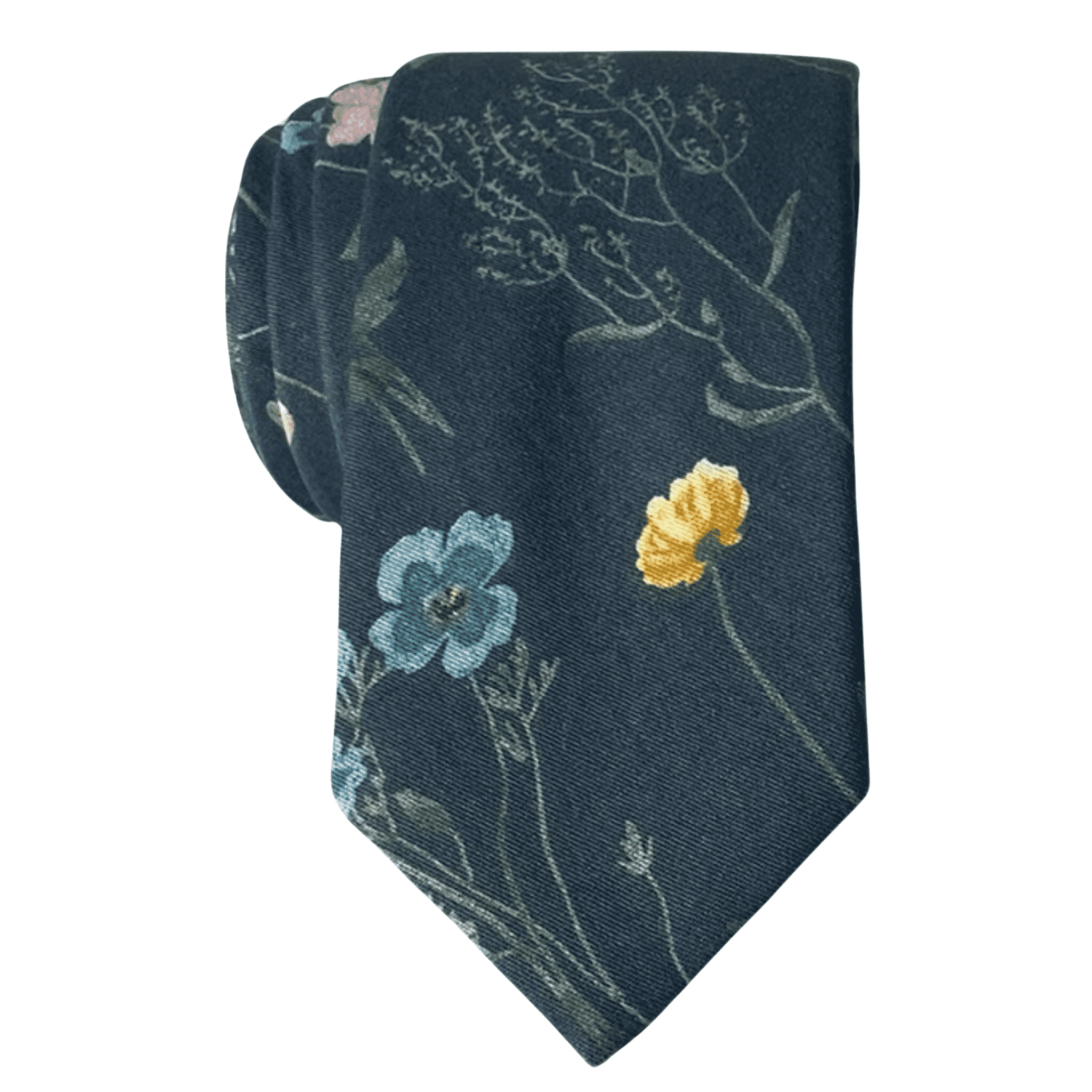 Otis & Oliver Floral Skinny Tie, Gray Necktie for Men, Cotton (Fresno ...
