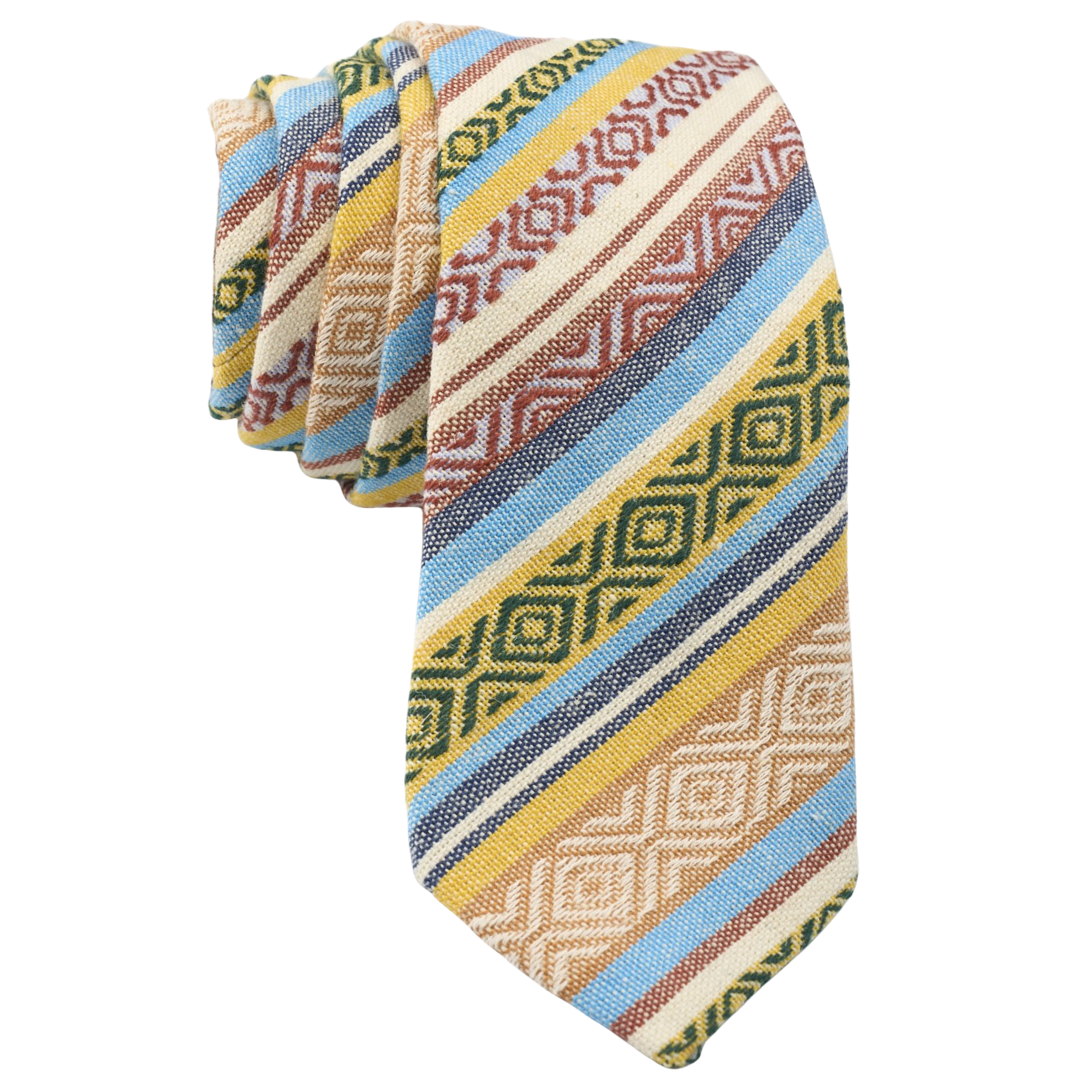 Otis & Oliver Striped Skinny Tie, Yellow Necktie for Men, Cotton (Sol ...