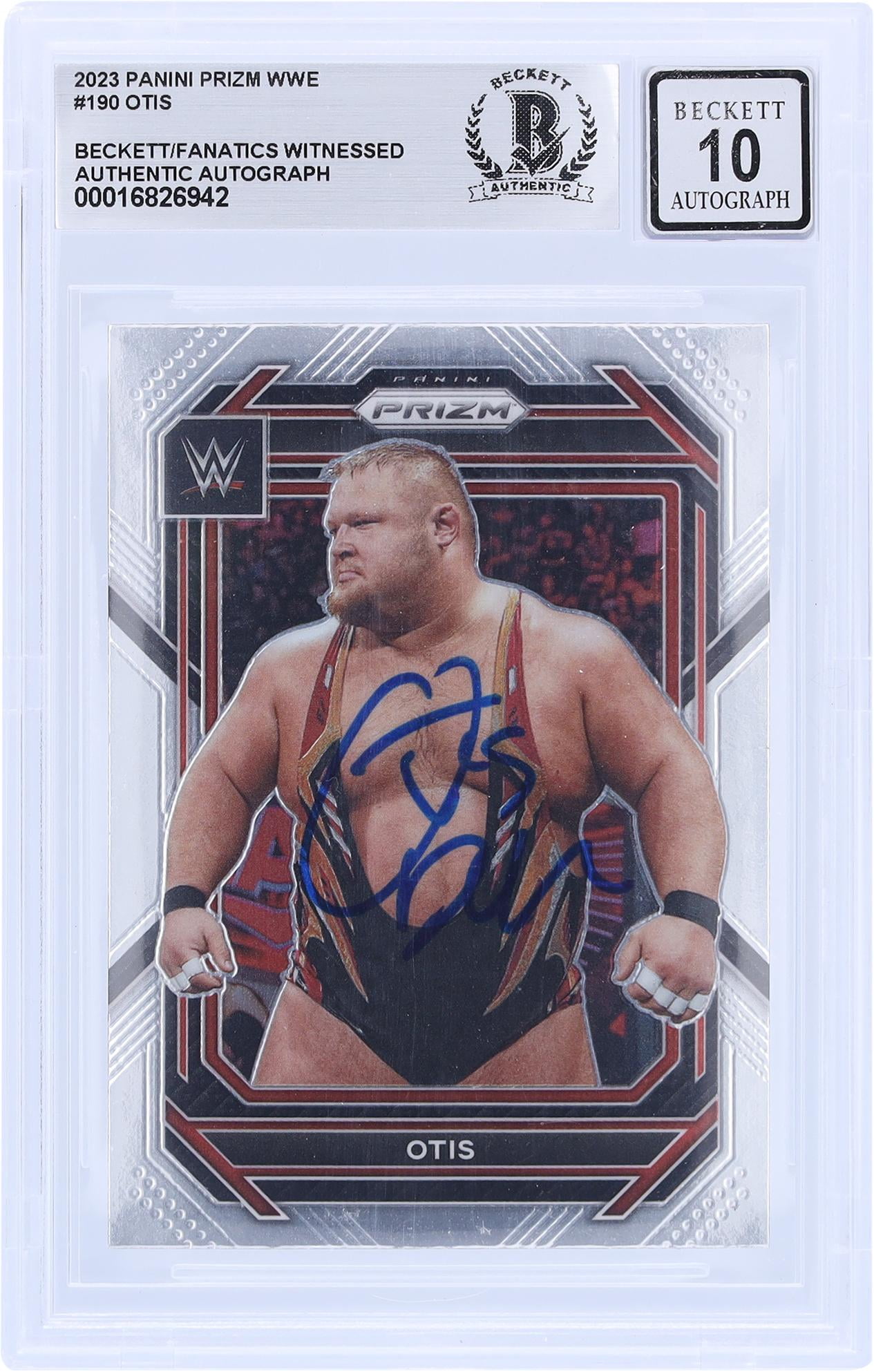 Otis WWE Autographed 2023 Panini Prizm #190 Beckett Fanatics Witnessed ...