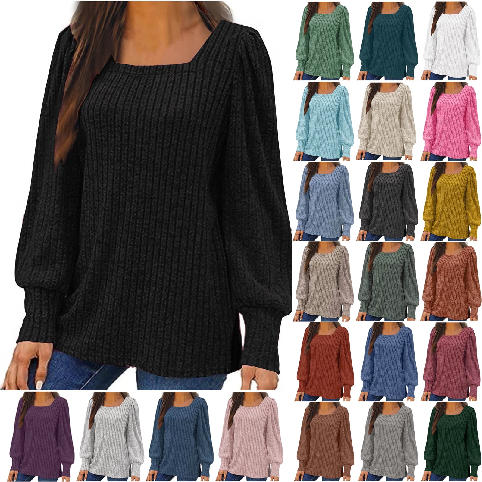 Otntypg Plus Size Womens Striped Ribbed Knit Sweaters Lightweight ...